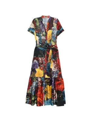 Alice + Olivia Printed Floral Tiered Midi Dress