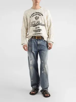Dolce & Gabbana Cable Knit Logo Sweater