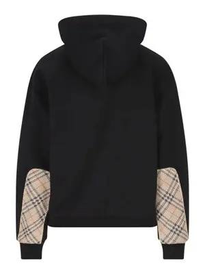 Burberry Rory Check Paneled Zip Hoodie - Black