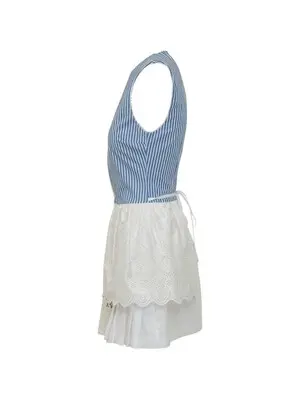MSGM Sleeveless Dress With Mixed Prints And Pleated Skirt