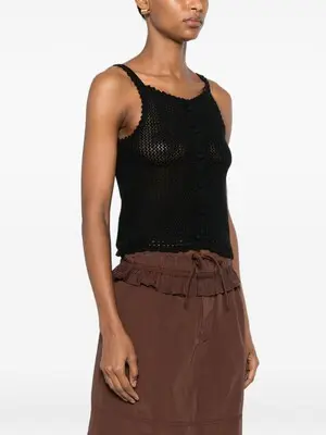 DUNST Crochet Knit Scoop Neck Top - Black