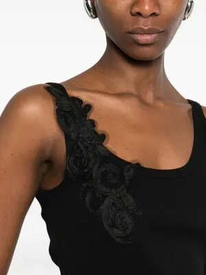 Ermanno Scervino Embroidered Ribbed Knit Tank Top