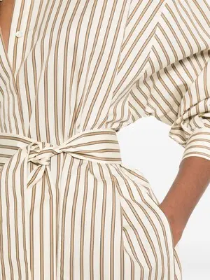 Max Mara Striped Silk Blend Belted Shirt Dress