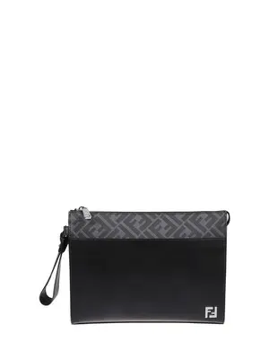 Fendi Clutch With Ff Applique - Black