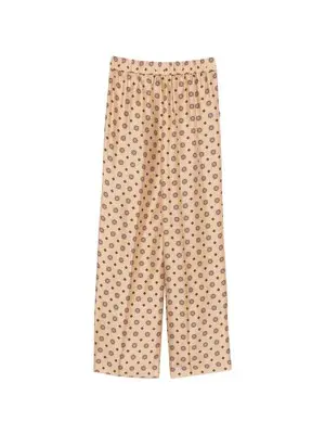 Alberto Biani Printed Silk Trousers - Beige