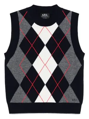 A.p.c. Argyle Knit Vest - Blue