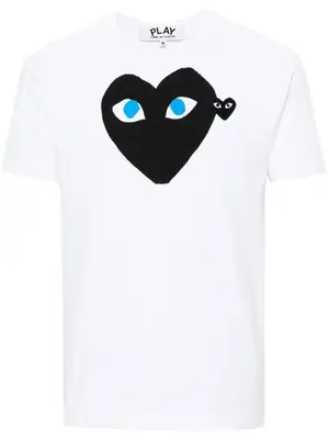 Play Comme Des Garcon Logo Cotton T-shirt - White