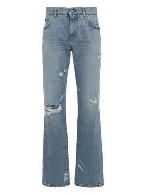 Dolce & Gabbana Straight Fit Jeans With Distressed Effect