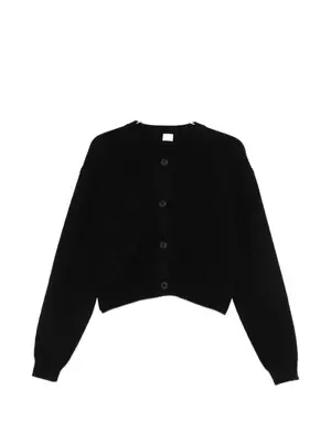 CT PLAGE Cotton Crewneck Cardigan - Black