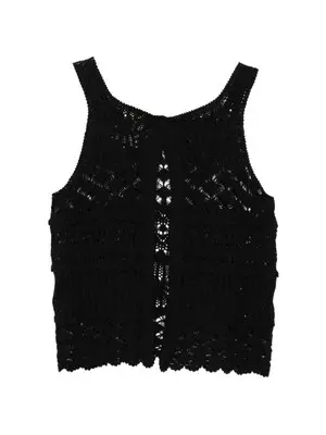 SEMICOUTURE Shelley Cotton Lace Tank Top - Black