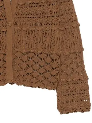 SEMICOUTURE Zilla Cotton Cardigan With Crochet Knit And Scalloped Trim
