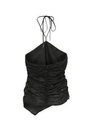 SEMICOUTURE Becka Linen Halterneck Top