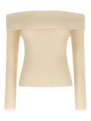 Rick Owens Off-shoulder Ribbed Wool Sweater - White