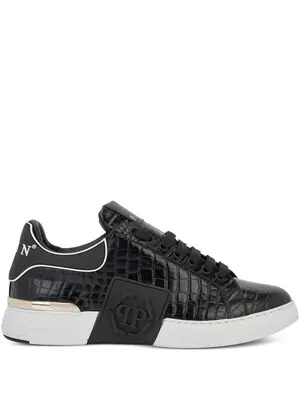 Philipp Plein Low-top Sneaker With Croc Effect Detailing