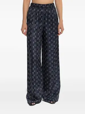 Tory Burch Jacquard Silk Trousers - Blue