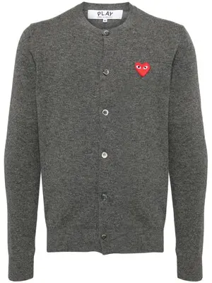 Play Comme Des Garcon Wool Cardigan With Applique