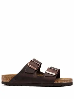 BIRKENSTOCK Arizona Double Buckle Flat Sandals - Brown