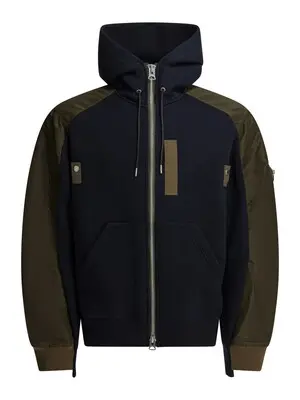 Sacai Hooded Zip-up Jacket With Ribbed Cuffs And Hem