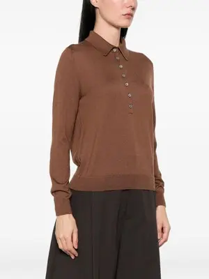 BEYOU Cashmere And Silk Polo Sweater - Brown