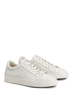 TOD'S Leather Sneakers With Logo Tongue And Stud Detail - White