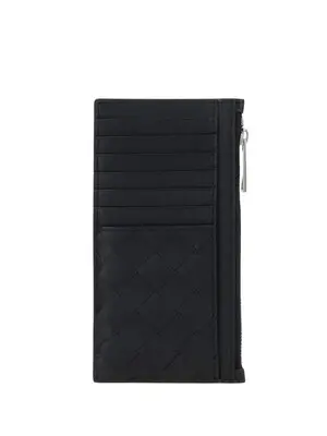 Bottega Veneta Leather Credit Card Holder Leather - Black