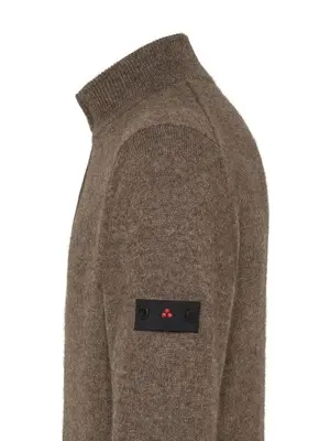 Peuterey Quarter Zip Sweater With Logo Patch - Grey