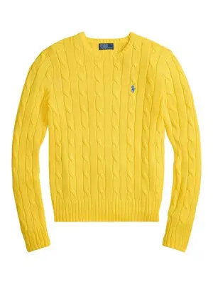 Polo Ralph Lauren Cable Knit Crewneck Sweater With Logo - Yellow