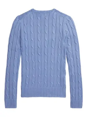 Polo Ralph Lauren Cable Knit Crew Neck Sweater With Logo - Blue