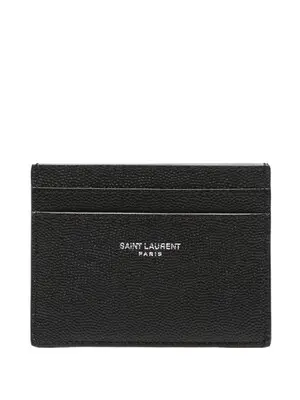 Saint Laurent Credit Card Holder With Logo - Black