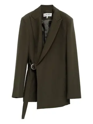Loewe Wool Draped Blazer Jacket With Belt Ring Detail