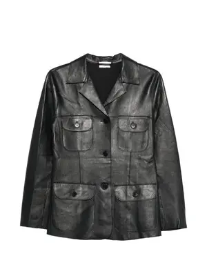 PAROSH Leather Jacket With Flap Pockets