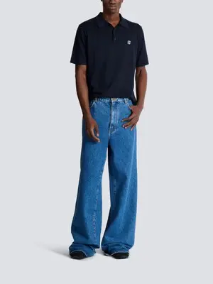 Balmain Silk Polo Shirt - Blue