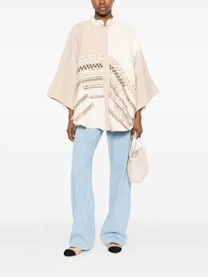 BYE Cotton Blend Geometric Pattern Textured Panel Coat