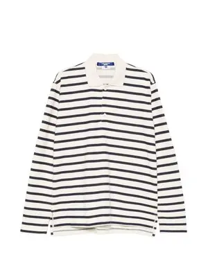 Junya Watanabe Striped Cotton Polo Shirt - Beige