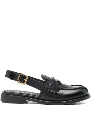 Miu Miu Leather Slingback Loafers