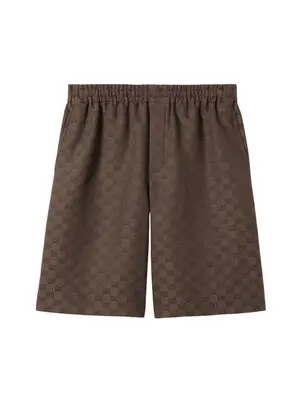 Gucci Gg Jacquard Linen Blend Shorts
