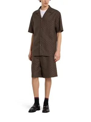 Gucci Gg Jacquard Linen Blend Shorts