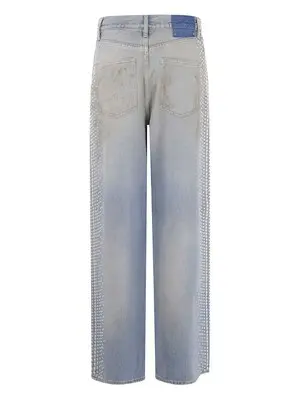 GOLDEN GOOSE Boyfriend Jeans With Rhinestone Embellishments - Sky Blue