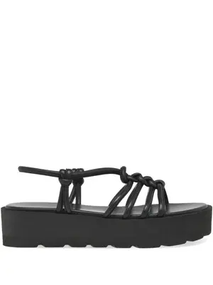 GIANVITO ROSSI Hebe Leather Flatform Sandals - Black