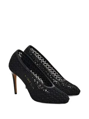 FERRAGAMO Macramé Stiletto Pumps - Black