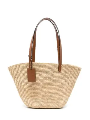 Manebí Raffia Tote Bag With Leather Accents