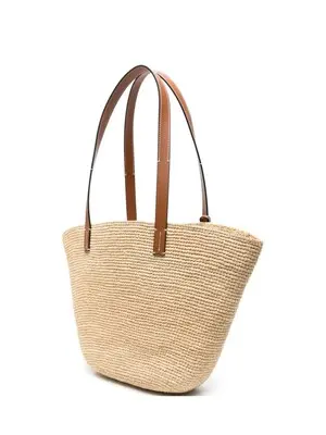 Manebí Raffia Tote Bag With Leather Accents