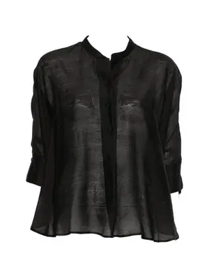 TRAME AUREE Long-sleeve Blouse With Stand Collar And Button Fastening