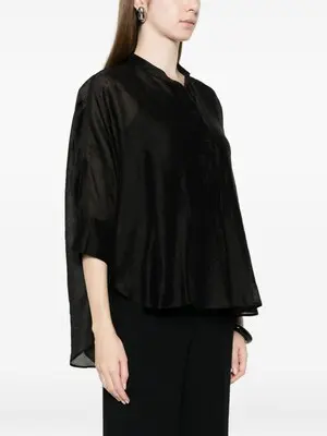 TRAME AUREE Long-sleeve Blouse With Stand Collar And Button Fastening