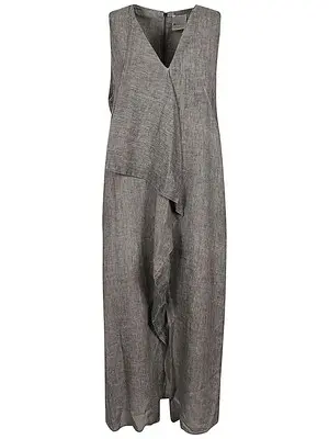 OPIFICIO Linen Maxi Dress With Draped Detail