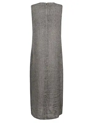 OPIFICIO Linen Maxi Dress With Draped Detail