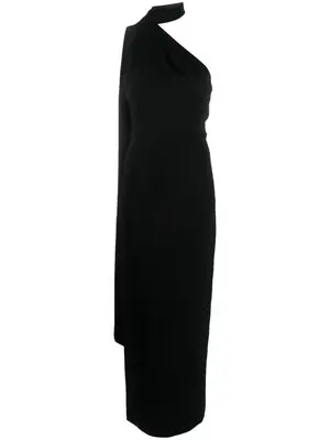 Solace London Demi Maxi Dress One Shoulder, Halterneck - Black