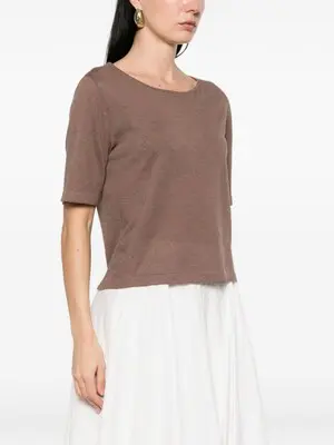 BASE Linen And Cotton Blend Sweater - Brown