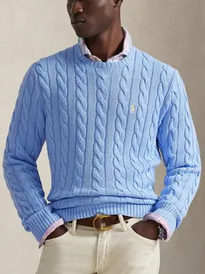 Polo Ralph Lauren Cable Knit Crewneck Sweater With Logo