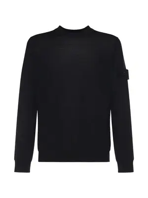 Stone Island Cotton Crew Neck Sweater - Black